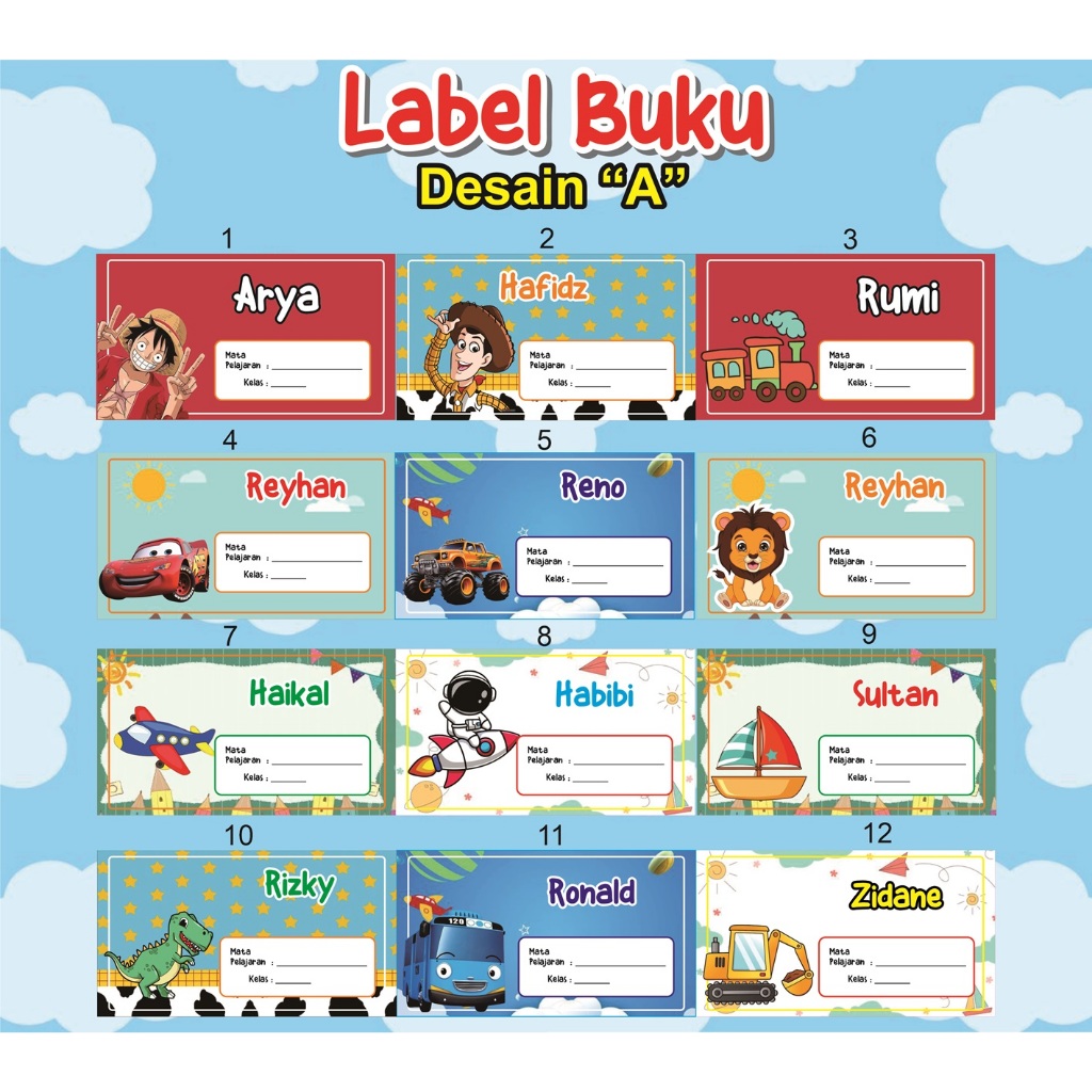 Jual label buku anak isi 15pcs/label buku murah/label buku anak lucu ...