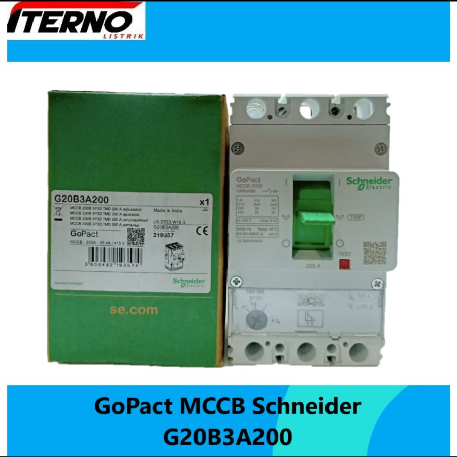 Jual GoPact MCCB 3P 200A G20B3A200 25kA Schneider NFB Adjustable ...