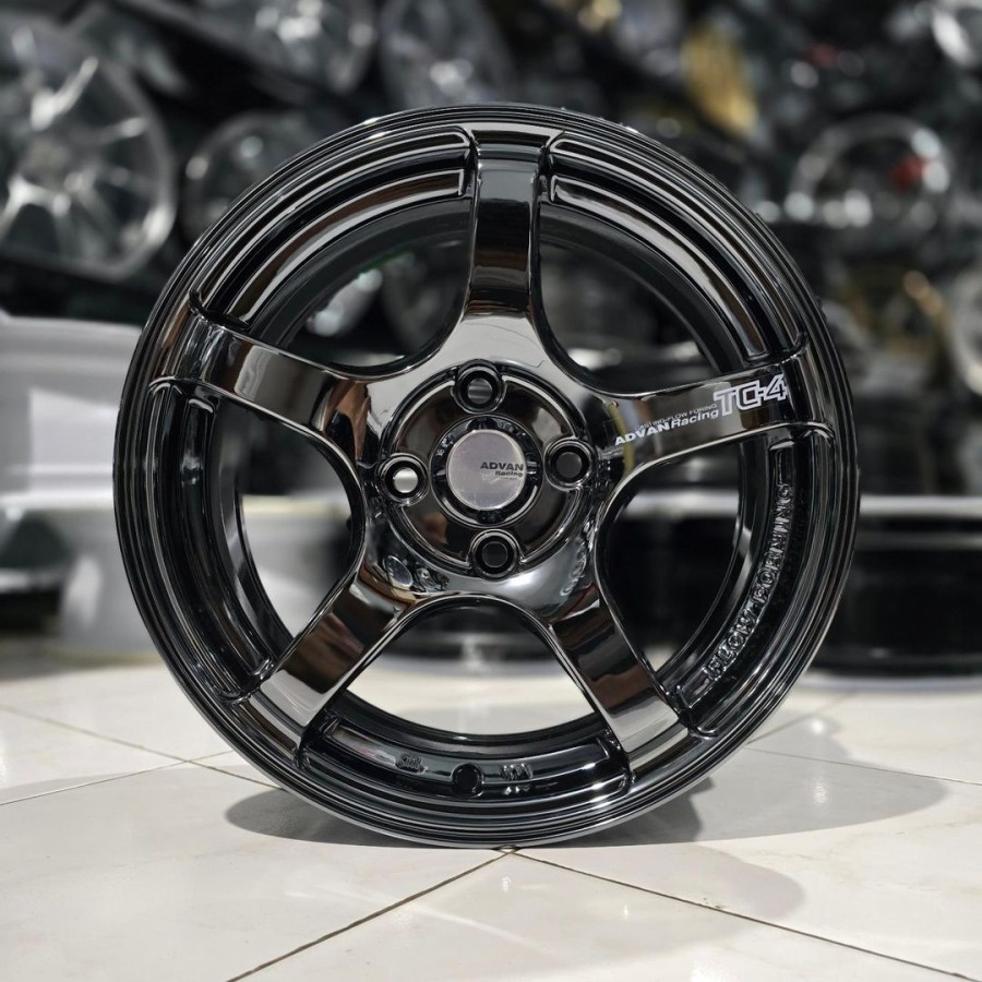 Jual velg mobil racing r15 ADVAN TC4 BLACK CHROME velg ring 15 lebar 6,5 ET 42 brio mobilio vios ...