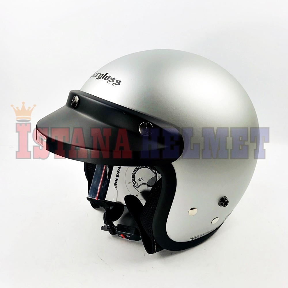 Jual HELM CARGLOSS RETRO CLASSIC SILVER DOFF ORIGINAL | Shopee Indonesia