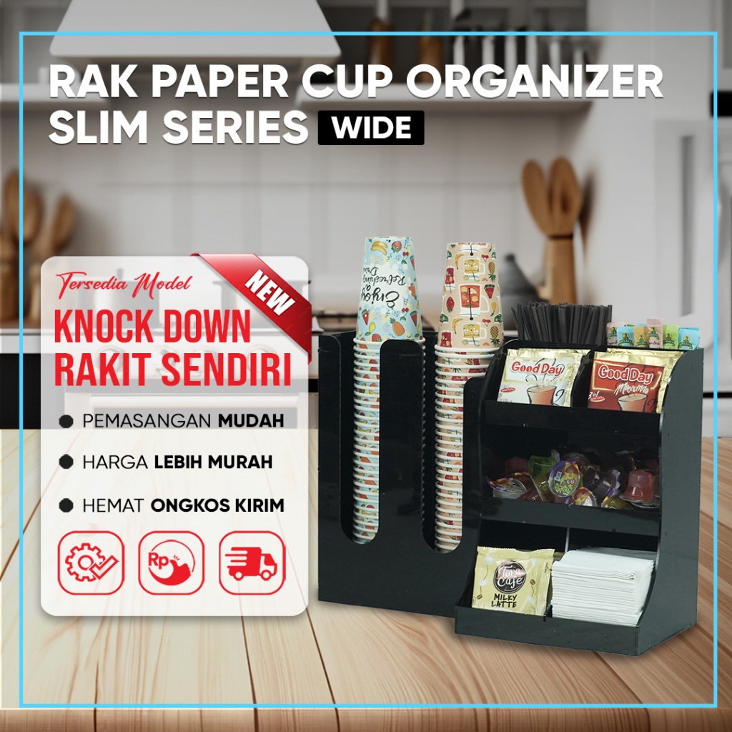 Jual Rak Cup Holder & Condiment Akrilik Slim Series Wide | Shopee Indonesia
