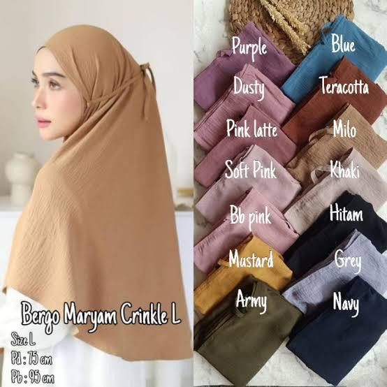 Jual Bergo Crinkle Airflow L/ Hijab Crinkle Premium/ Kerudung Bergo Crinkle L/ Bergo Tali ...