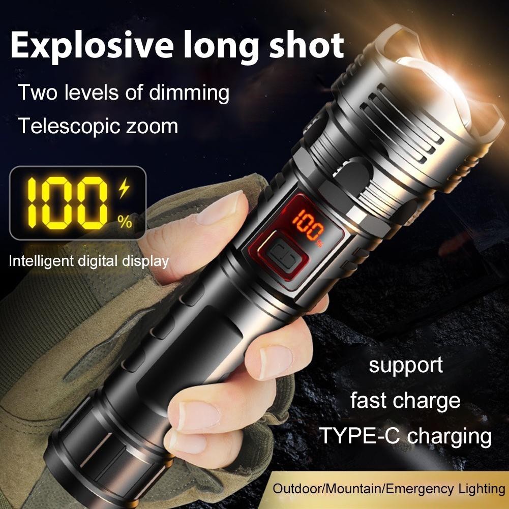 Jual Senter Laser Zoom Senter Tangan Teleskopik Led Super Terang Rechargeable Flashlight ...