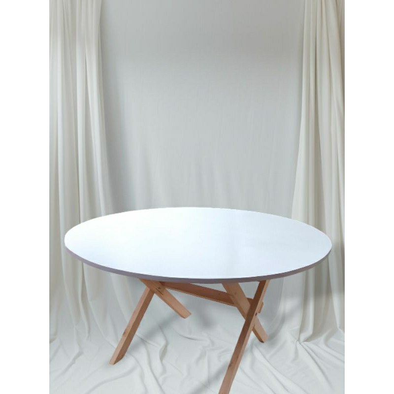 Jual Meja bulat Lipat diameter 80cm kaki Silang Tinggi 45cm / Meja ...