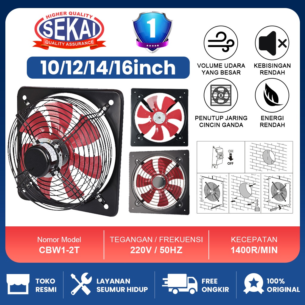 Jual SEKAl 10/12/14/16'' Kipas Dapur Kipas Penghisap Udara Jendela Exhaust Fan Dinding Kipas ...