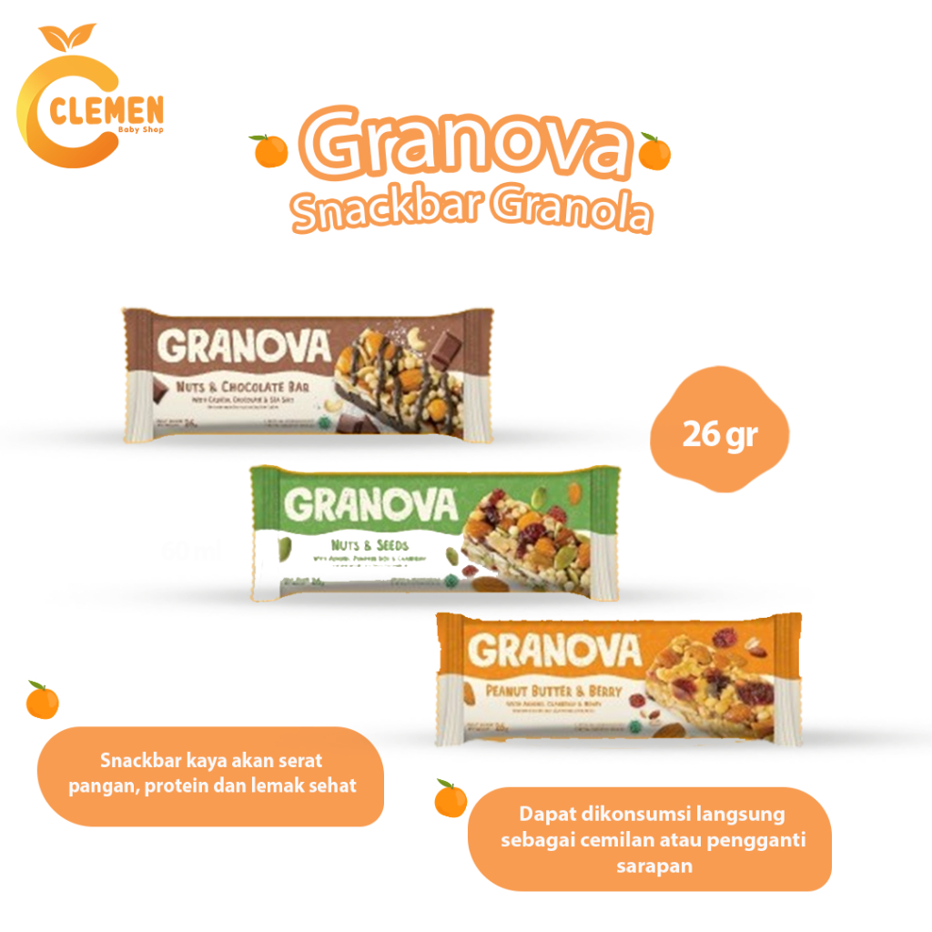 Jual Granova Bar - Granola 26gr / Snackbar Snack Anak, Healthy Snack ...