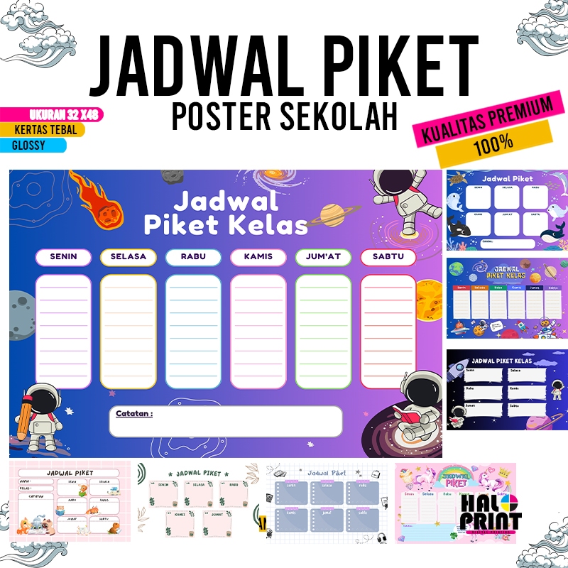 Jual cetak Poster Jadwal Piket Kelas - POSTER SEKOLAH A3+ | Shopee ...