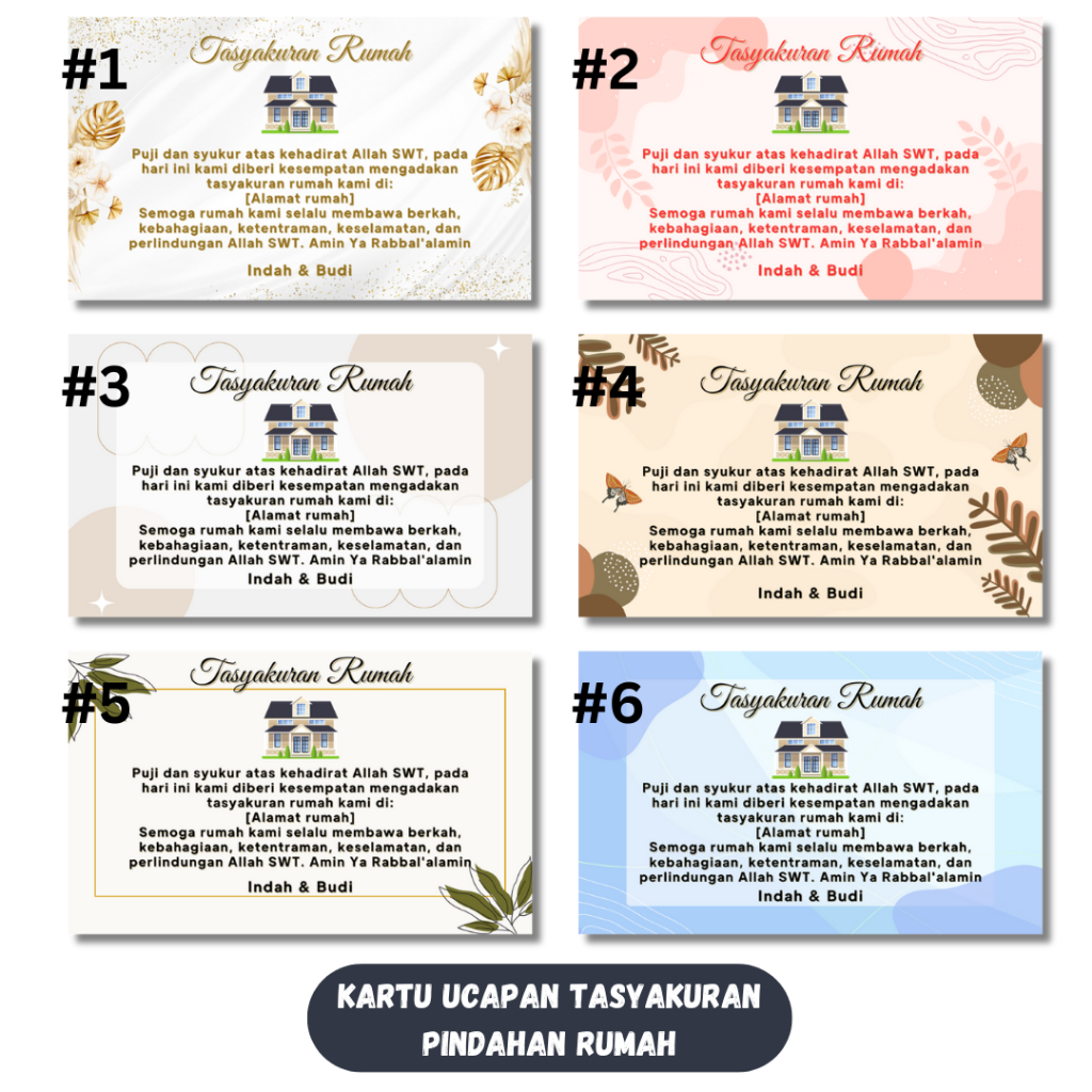 Jual Kartu Ucapan Tasyakuran Syukuran Sukuran Pindahan Pindah Rumah ...
