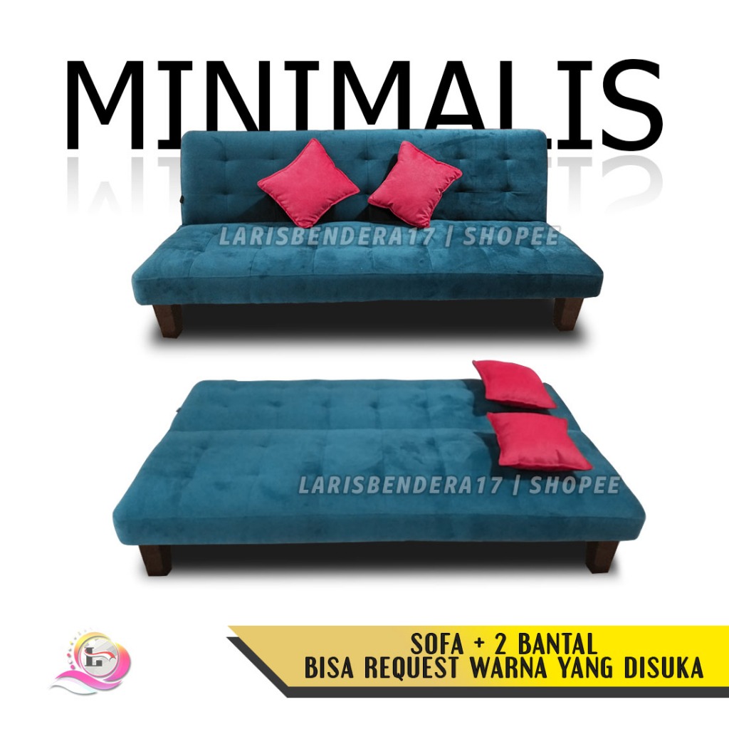 Jual Sofa Bed Minimalis + 2 Bantal | Bahan Bludru. Gratis Ongkir se ...