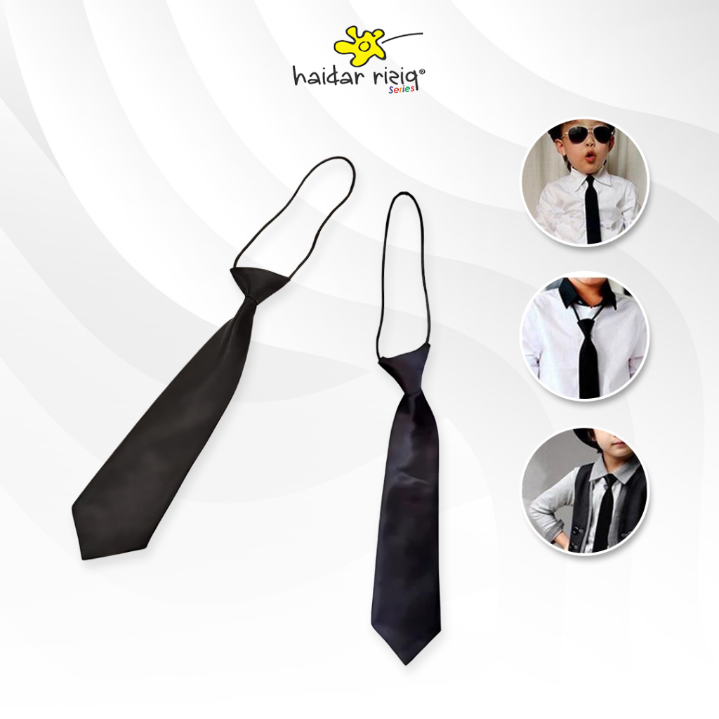 Jual dasi anak laki laki hitam polos instan praktis tuxedo untuk jas SD ...