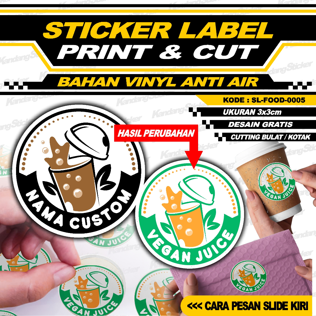 Jual STIKER LABEL CUSTOM NAMA KEMASAN BUNGKUS KULINER MINUMAN BOBA JUS ...