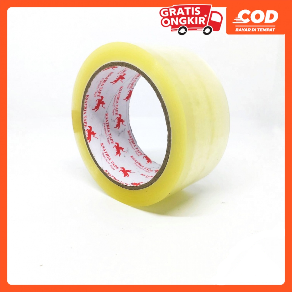 Jual Lakban / isolasi Bening / coklat 2 inch 80Yard 48mm KSATRIA TAPE Per Roll isi 6pcs PREMIUM ...