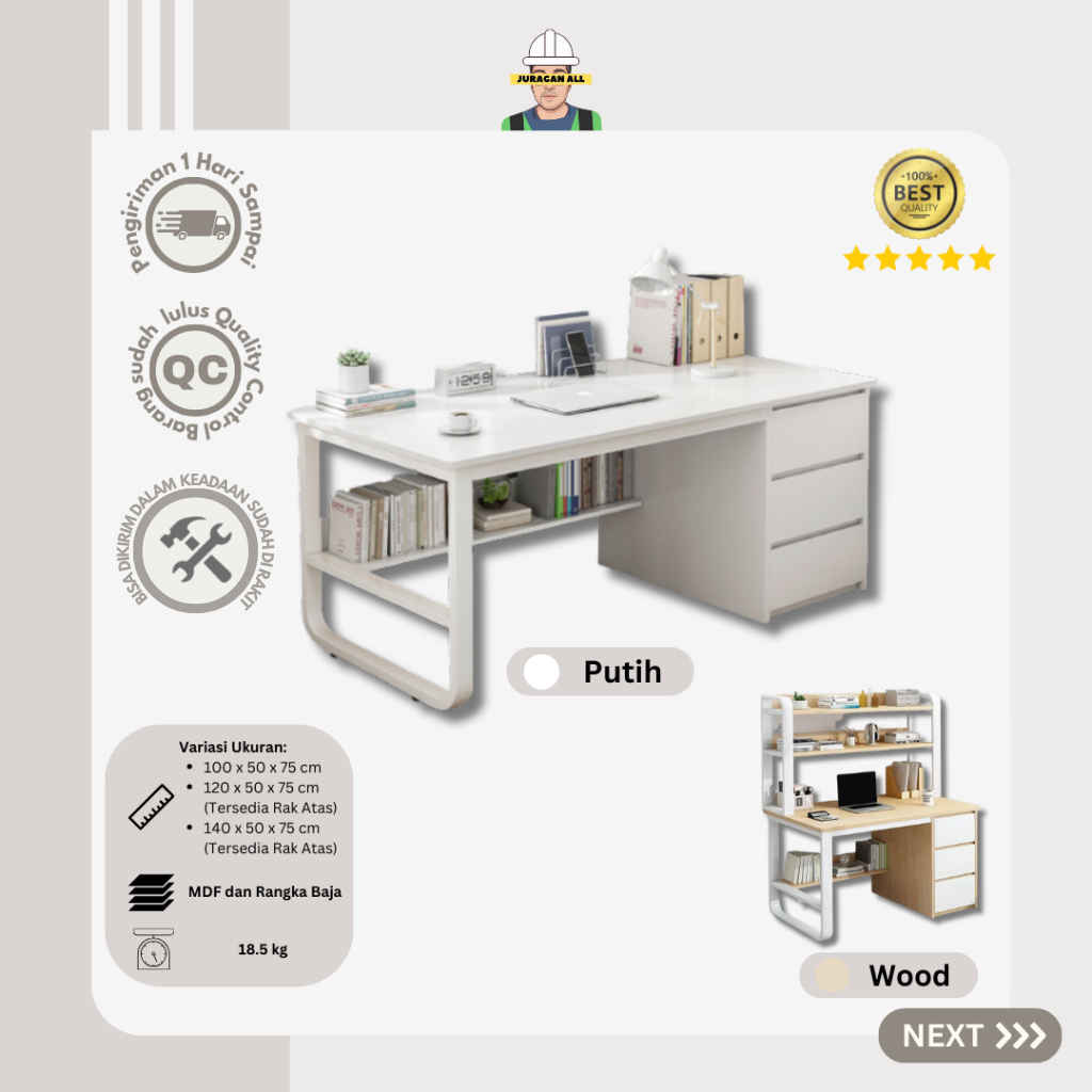 Jual MEJA KERJA MINIMALIS/MEJA KANTOR LACI/MEJA BELAJAR/MEJA KOMPUTER ...