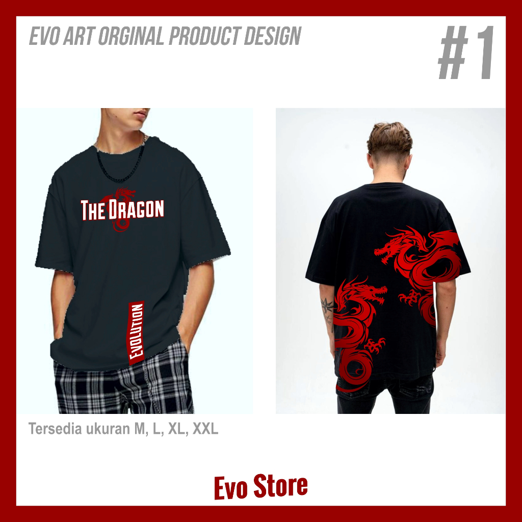 Jual EVO Kaos Motif Dragon Naga Distro Baju Remaja Cewe Cowo Kasual ...