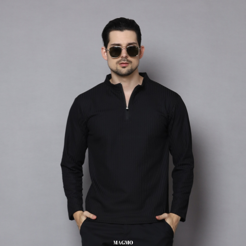 Jual MAGMO - Luca Top - Half zip sweater - sweater zipper hitam ...