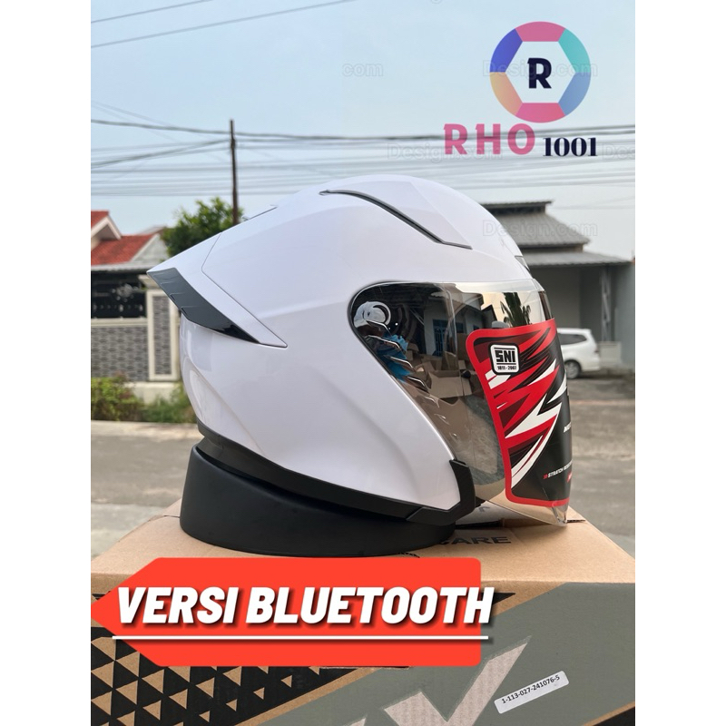Jual ALV GENOS BLUETOOTH VISOR SILVER HELM HALF FACE PRIA DAN WANITA ...