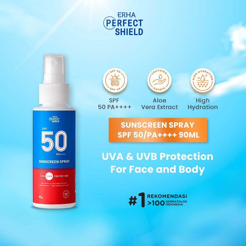 Jual ERHA Perfect Shield Sunscreen Spray SPF 50/ PA++++ 90ml - Sunscreen Spray Wajah & Tubuh ...