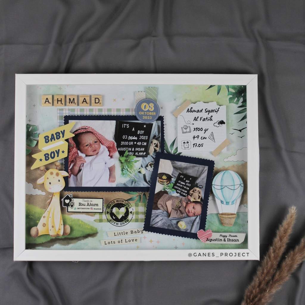 Jual Scrapframe Biodata Baby/Kado Bayi Baru Lahir/3D Frame Baby Born ...