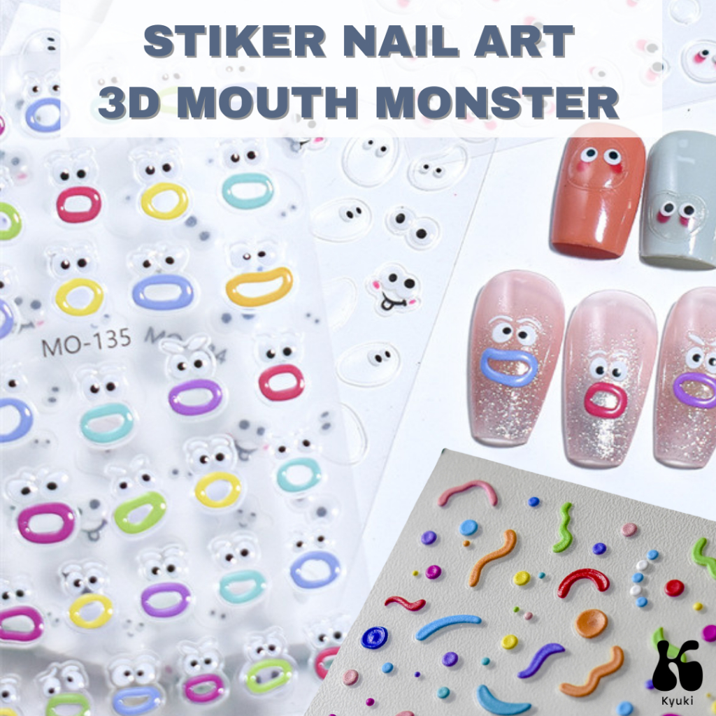 Jual Stiker Kuku 3D Wajah Kartun Jelly/ Sticker Emoji Campur Motif ...