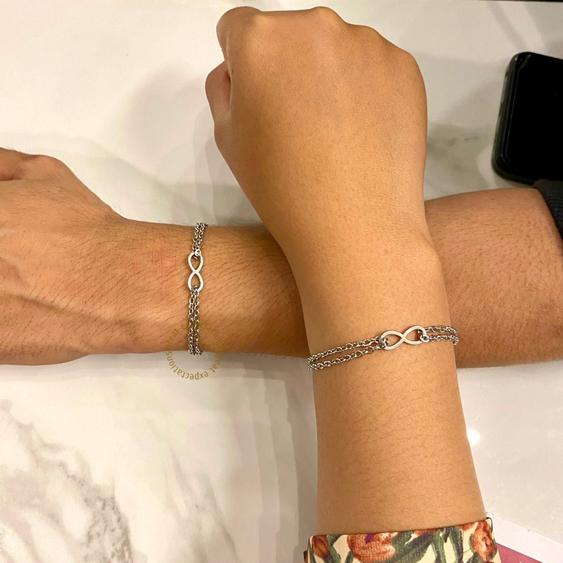 Jual GE-Gelang couple infinity double chain | gelang titanium stainless ...