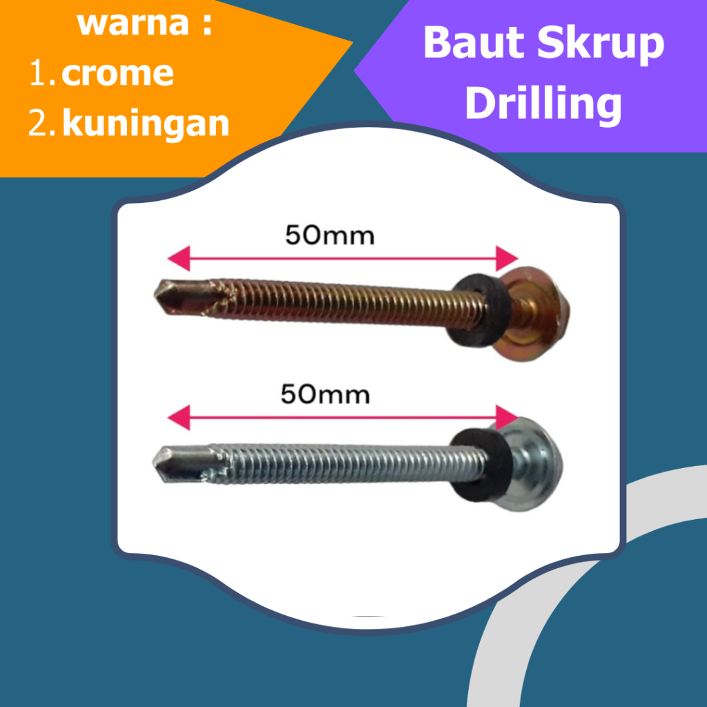 Jual Baut Skrup Drilling #12x50 Baut Galvalum Sekrup Baja Ringan #12 x ...