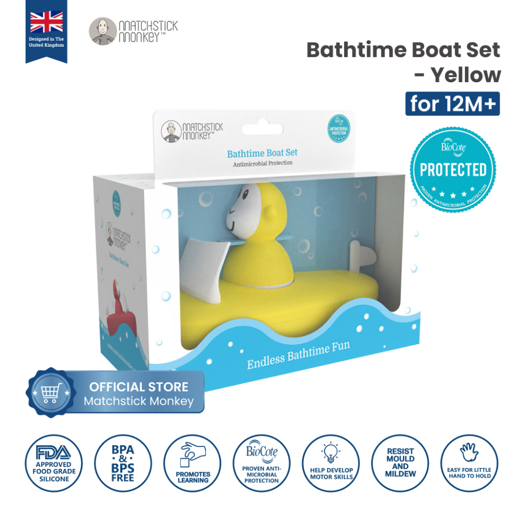 Jual Matchstick Monkey Bathtime Boat Set, Baby Bath Toy dengan Biocote ...