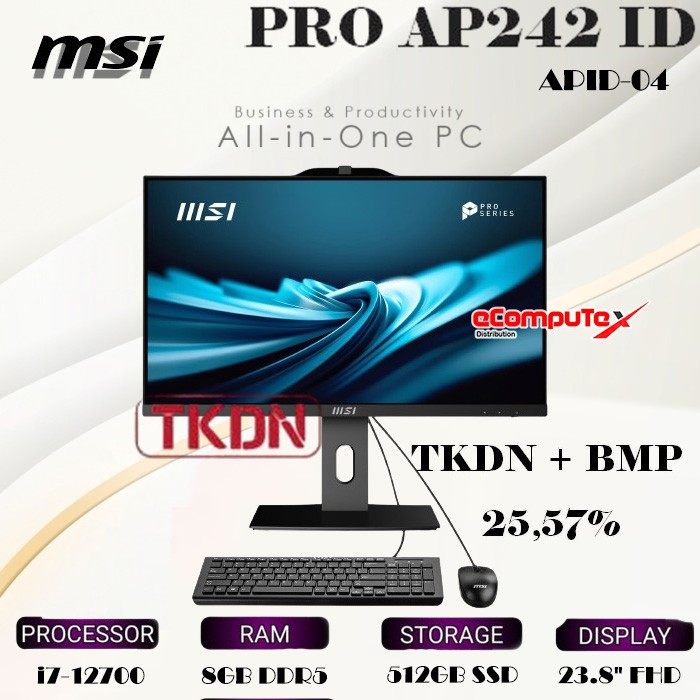 Jual PC AIO MSI PRO AP242 ID APID-04 INTEL CORE i7-12700 23.8" INCH LED ...