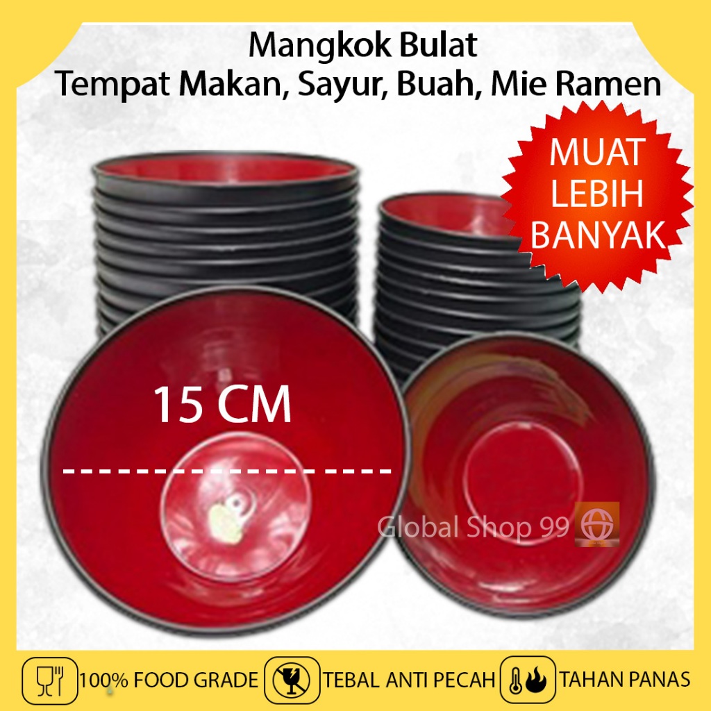 Jual Tempat Makan MANGKOK PLASTIK MELAMIN BULAT Wadah Mie Ramen Sayur ...