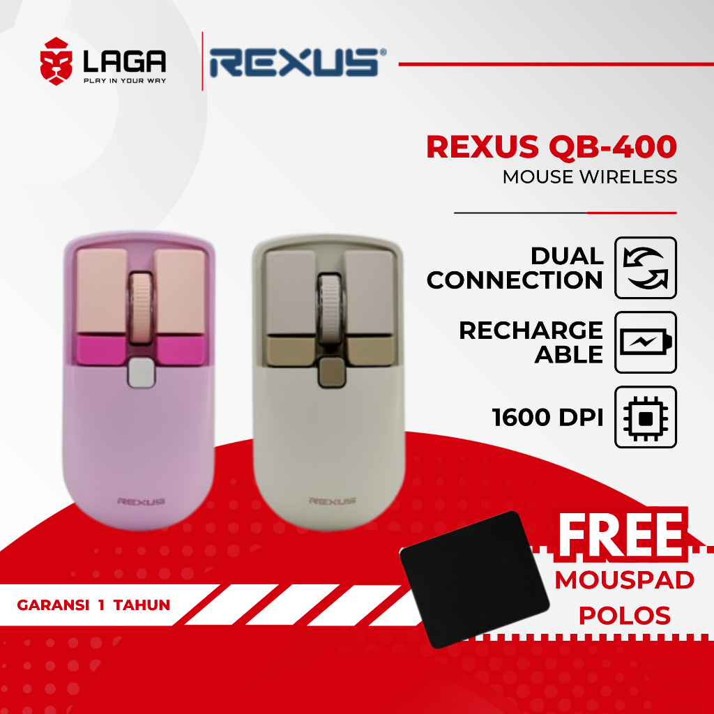 Jual Rexus QB400 / QB-400 Mouse Office Wireless Bluetooth | Shopee ...