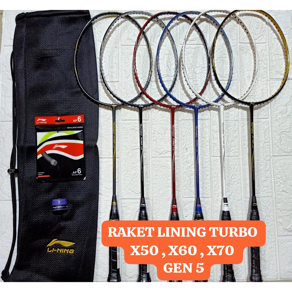 Jual NEW! RAKET BADMINTON LINING TURBO X50 , X60 , X70 GEN 5 ORIGINAL ...