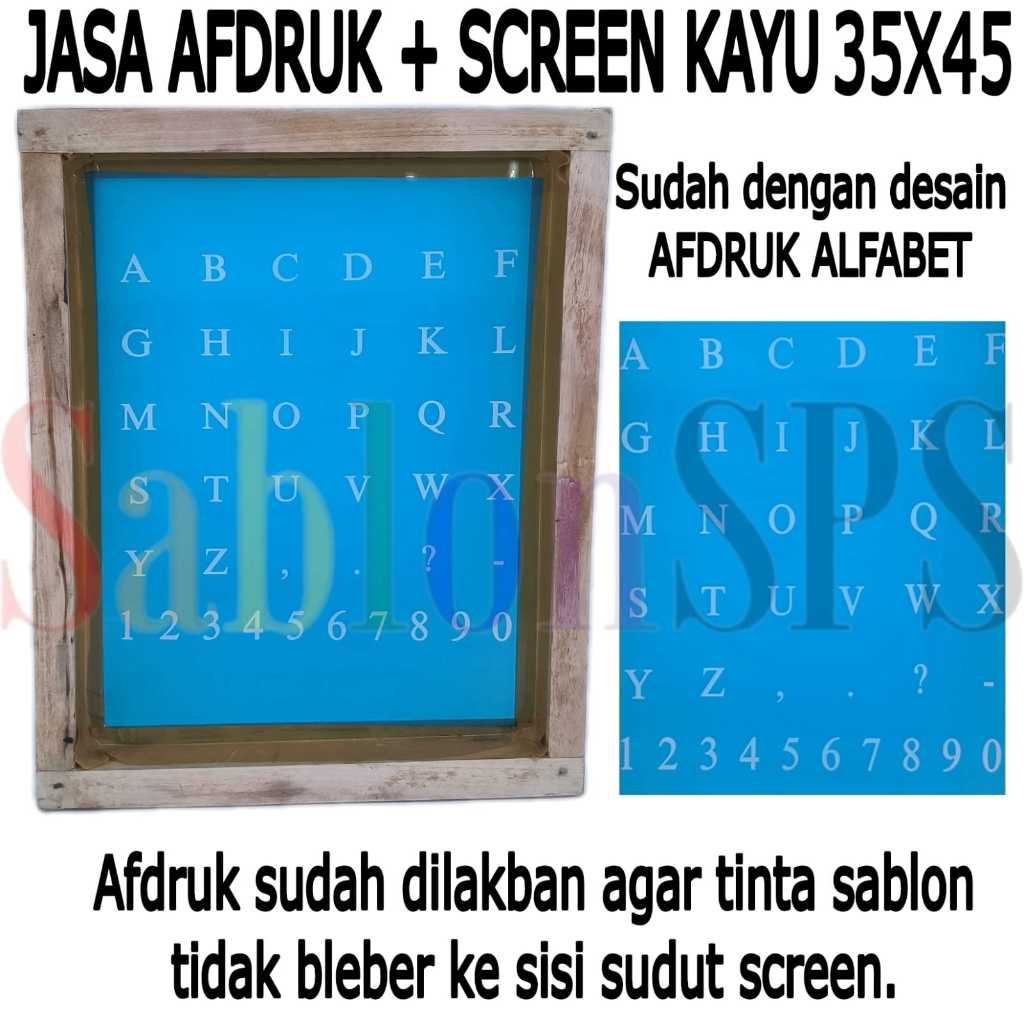 Jual JASA AFDRUK SET SCREEN SABLON 35X45 T54 DESAIN ALFABET | Shopee ...