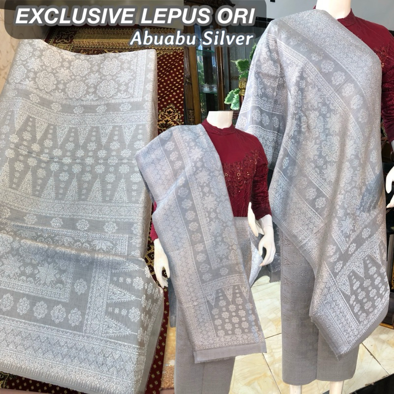Jual Exclusive Songket Lepus ORI AbuAbu Silver /Lepus Gebeng warna ORI /songket tenun asli ...