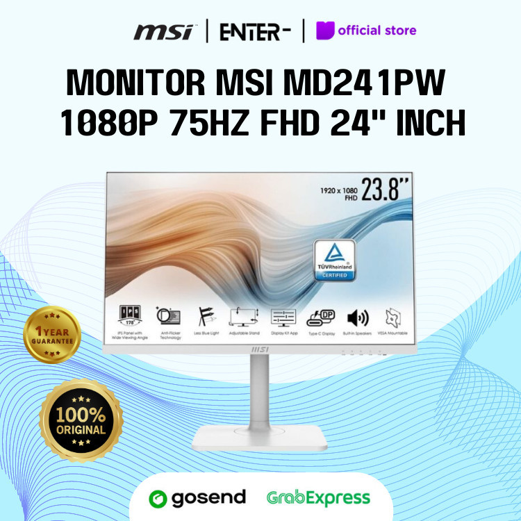 Jual MONITOR MSI MD241PW 1080P 75Hz Full HD 24" Inch white | Shopee ...