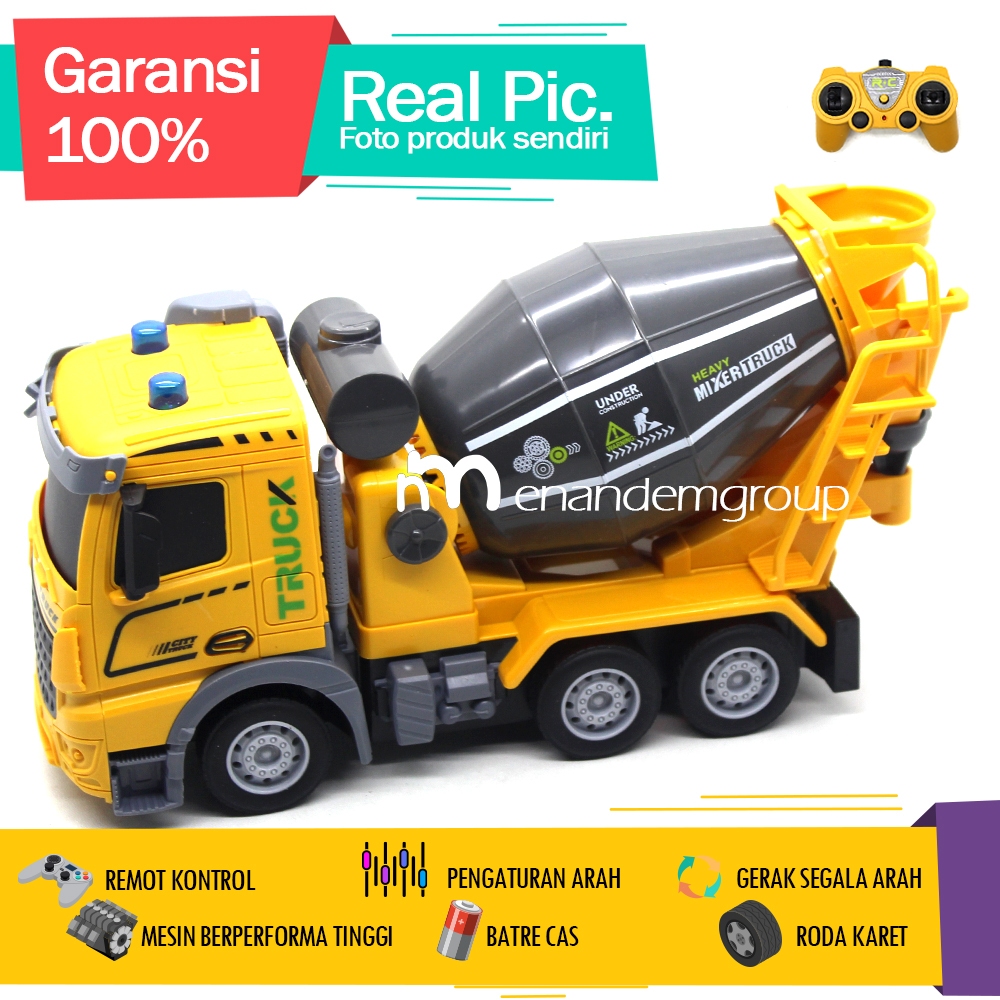 Jual Mainan Mobil Remot Kontrol RC Truk Molen Heavy Mixer Truck Black ...