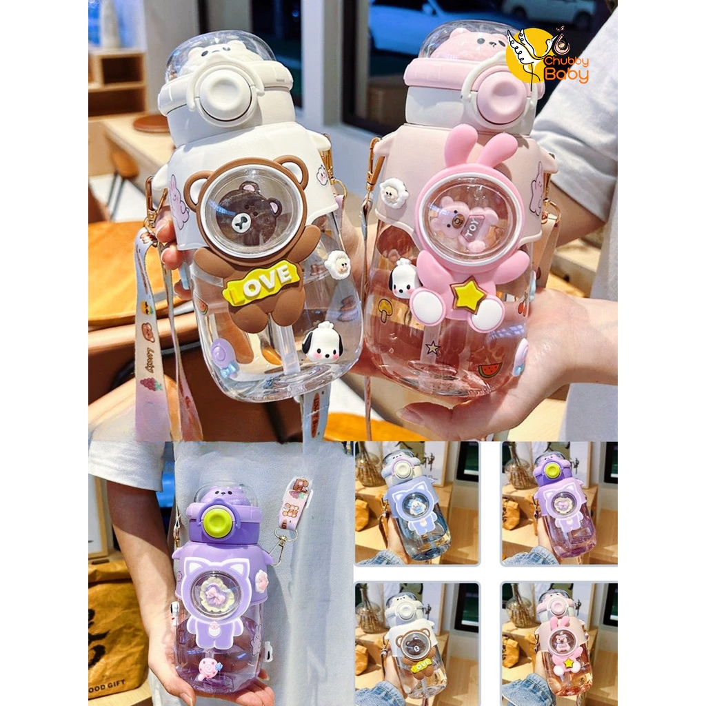 Jual Jual Botol Minum Anak Karakter BPA FREE, FOOD GRADE Pelindung Sillicon + Tali Panjang ...