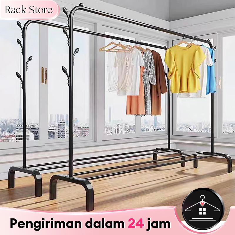 Jual Stand Hanger Gawang Rak Gantungan Baju Besi portable Baju ...