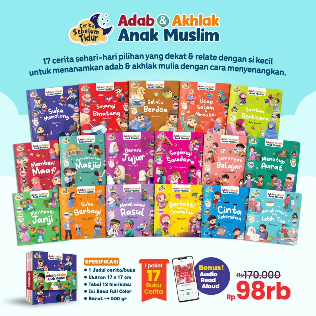 Jual ISI 17 BUKU Seri Cerita Bergambar Dongeng Pengantar Sebelum Tidur ADAB DAN AKHLAK ANAK ...