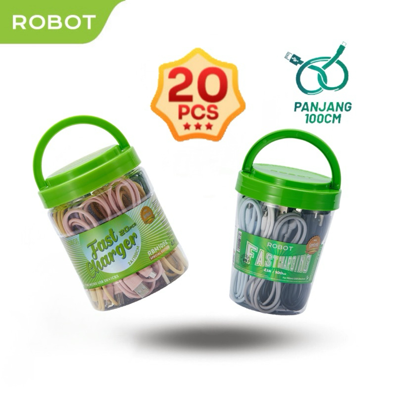 Jual ROBOT [ 20 PCS ] Kabel Data RBM100S RBM100 II Charger Fast Charging 2A Cable Micro USB ...