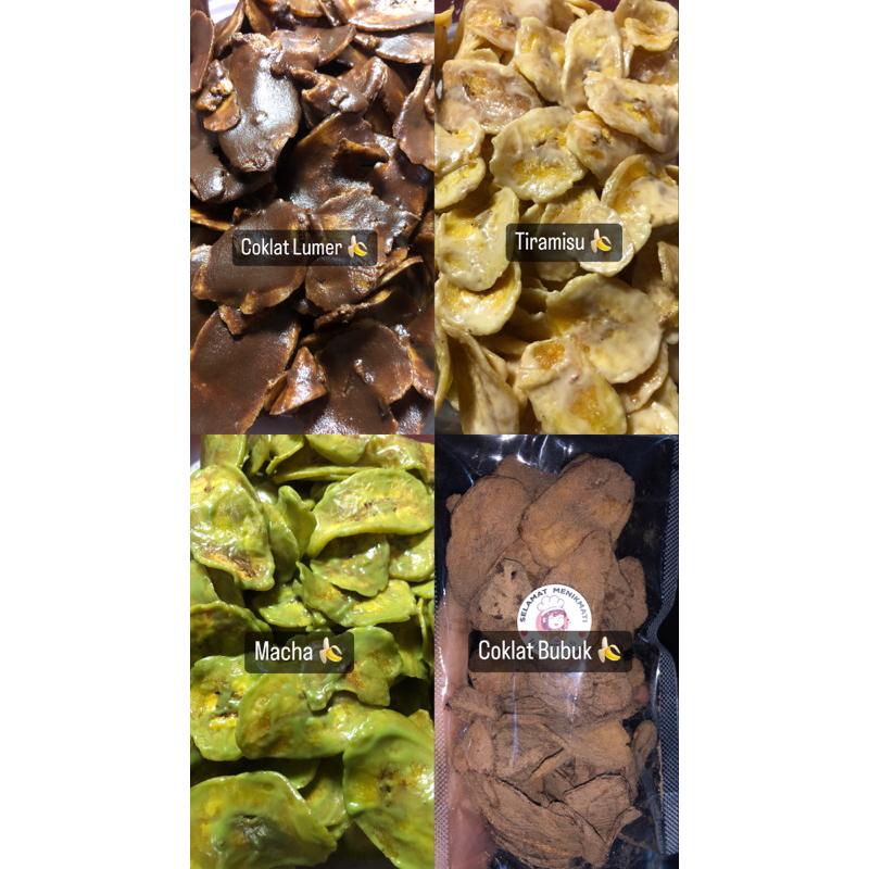 Jual Keripik Pisang coklat lumer, Rasa coklat, macha, tiramisu. kemasan ...