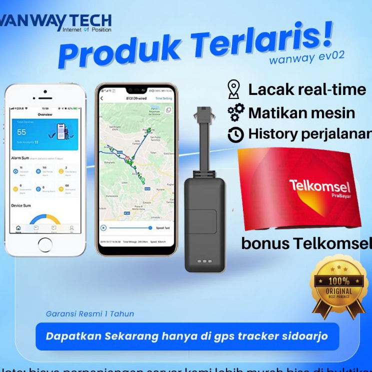 Jual Harga Max gps tracker wanway ev2 free aplikasi 1 tahun bonus kartu ...