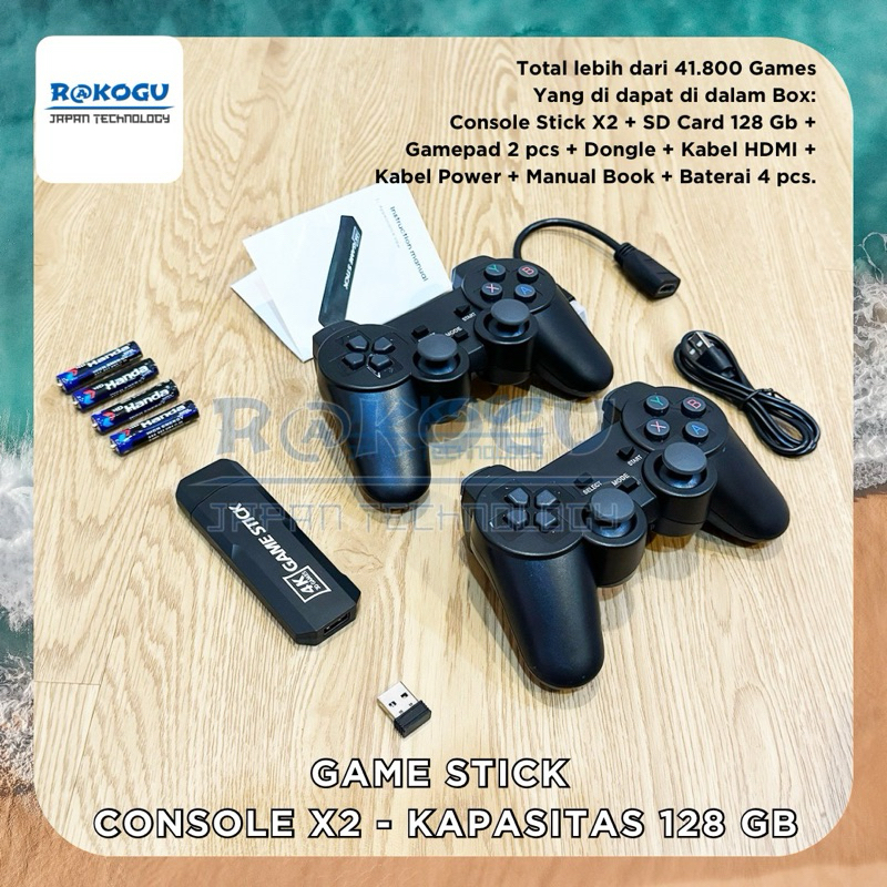 Jual 4K Game Stick X2 Kapasitas 128 GB Konsol 42000 Video Game Console ...