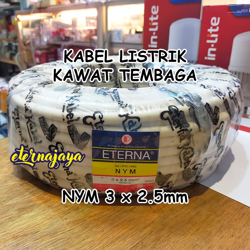 Jual Kabel ETERNA NYM 3x2,5 mm Putih Kawat Tembaga 50 Meter | Shopee Indonesia