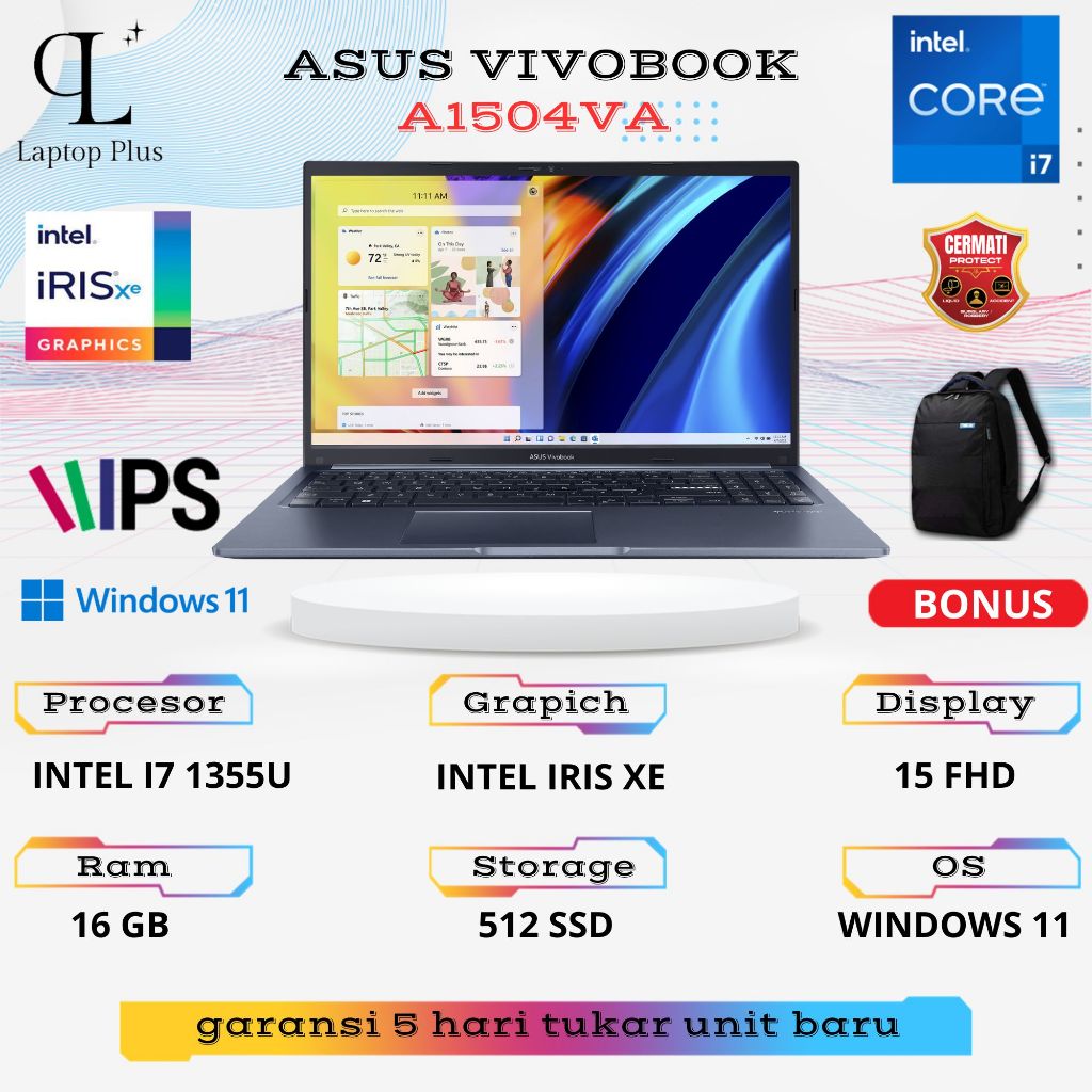 Jual Laptop Asus Vivobook 15 A1504VA I7 1355U 16GB 512GB Intel Iris XE ...