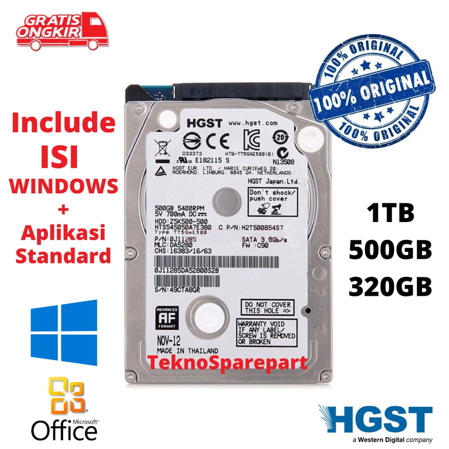 Jual HDD Hardisk Harddisk Internal Laptop 1TB 500GB 320GB Isi Windows ...
