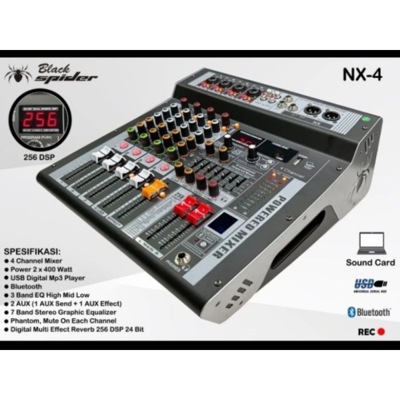Jual POWER MIXER BLACK SPIDER NX4 4CH power mixer audio black spider nx ...