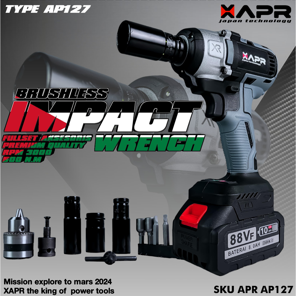 Jual Mesin Pembuka Baut Impact Wrench MAKTEC APR ap84 promax 1000nm 88v ...