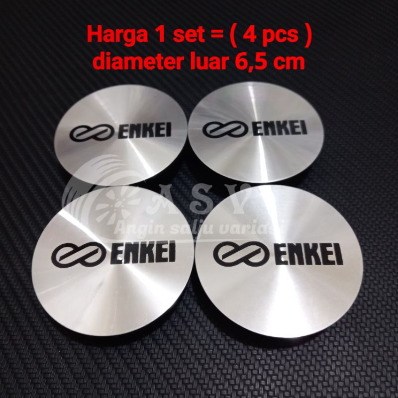 Jual dop roda tutup velg variasi enkei chrome tulisan hitam diameter 6 ...