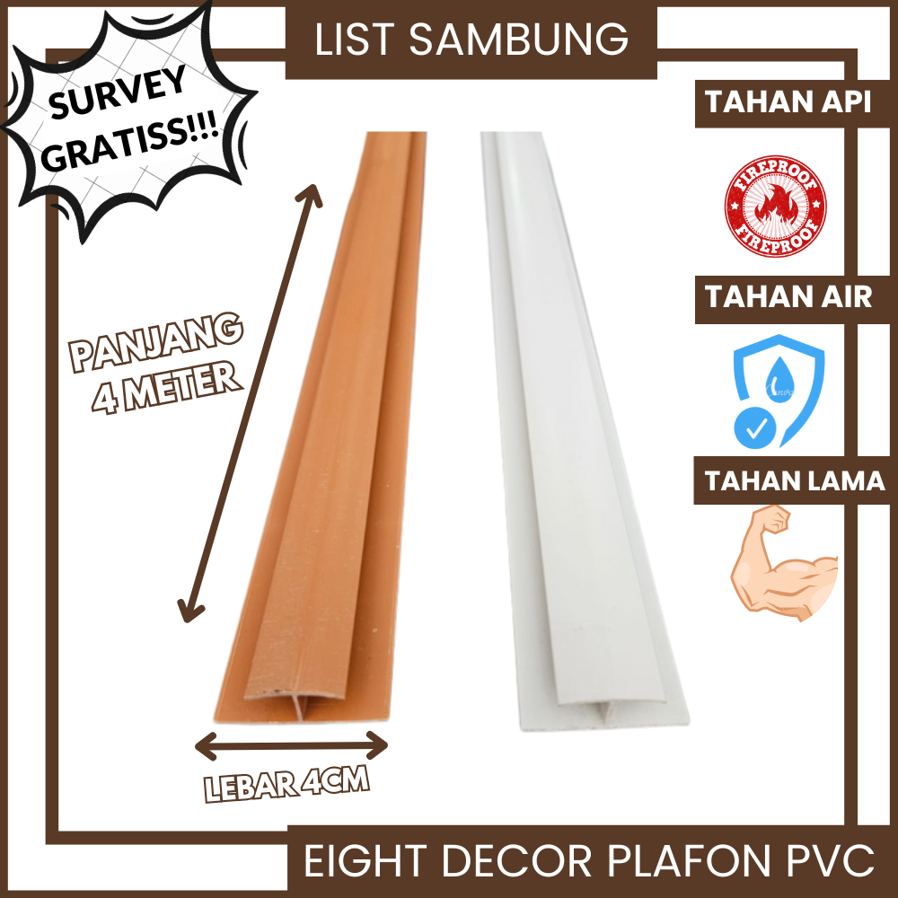 Jual List Sambung PVC 4 Meter/List Sambung Plafon PVC/Lis Plafon PVC ...