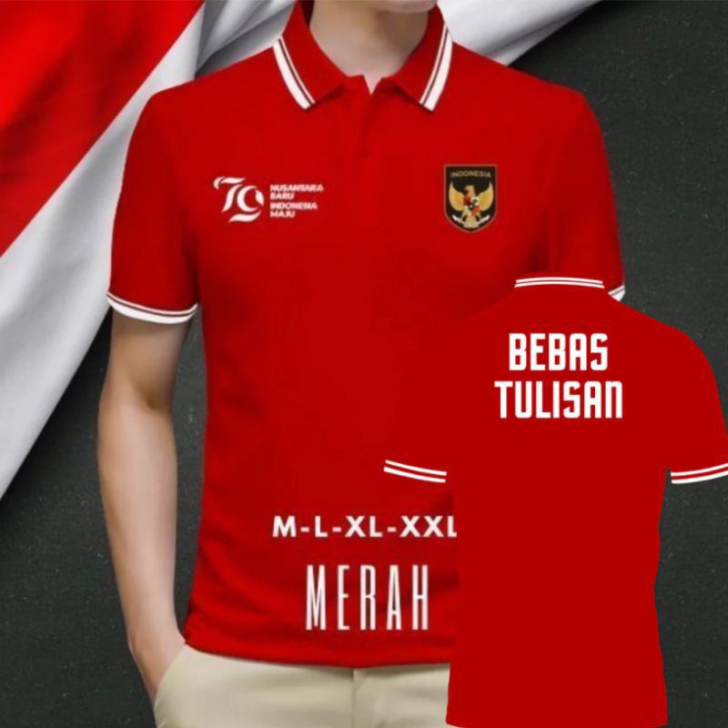 Jual Baju Kerah Polo Tema Kemerdekaan Indonesia Ke 79TH Baju Polo HUT RI Free Nama / Tulisan Di ...
