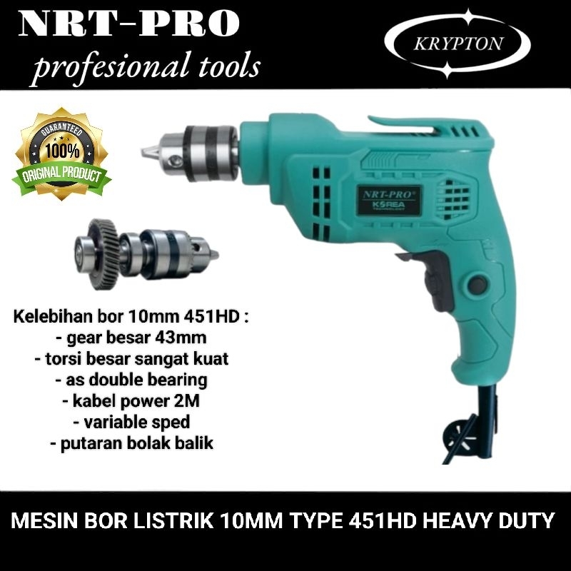 Jual NRT-PRO mesin bor listrik 10mm type 451HD heavy duty jaminan asli ...